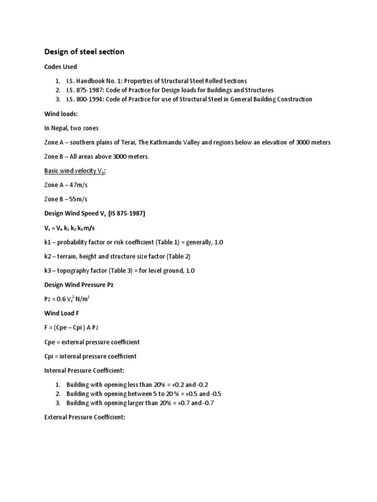 Design of Steel Section: Codes Used | PDF