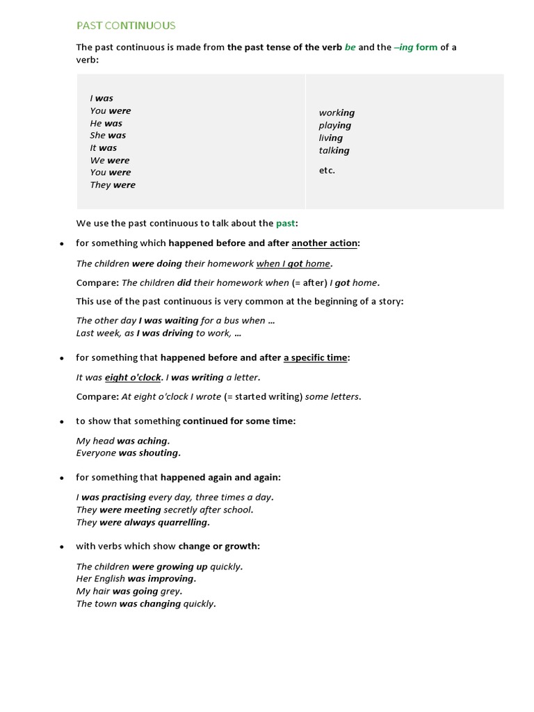Past Continuous: Be - Ing Form | PDF