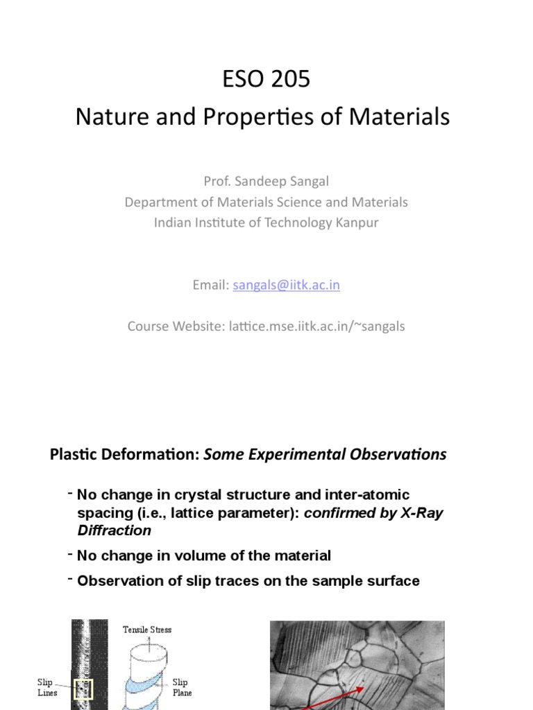 ESO 205 Nature and Properties of Materials | PDF | Dislocation | Yield (Engineering)