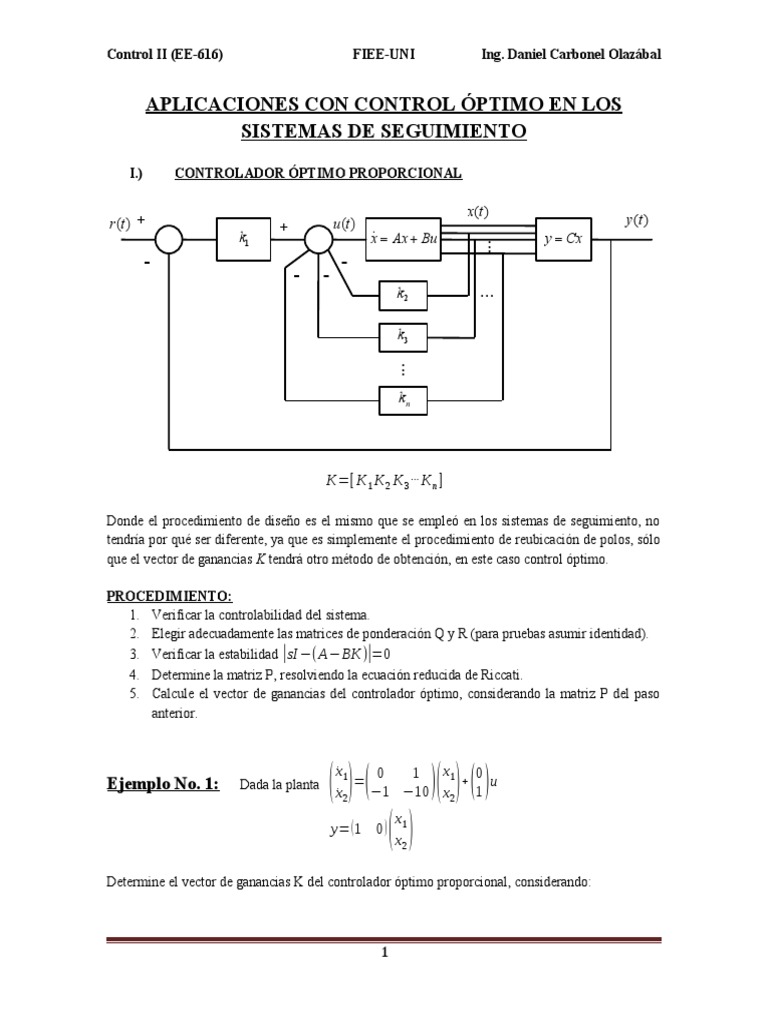 SISTEMAS DE SEGUIMIENTO - Control Optimo | PDF | Análisis funcional | Teoría del operador