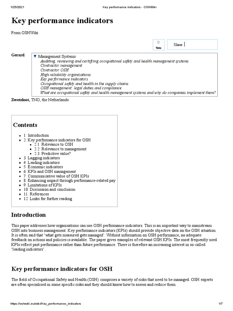Key Performance Indicators - OSHWiki | PDF | Performance Indicator ...