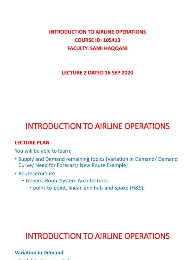 Presentation of Introduction To Airline Operations Lecture 2 Dated 16 ...