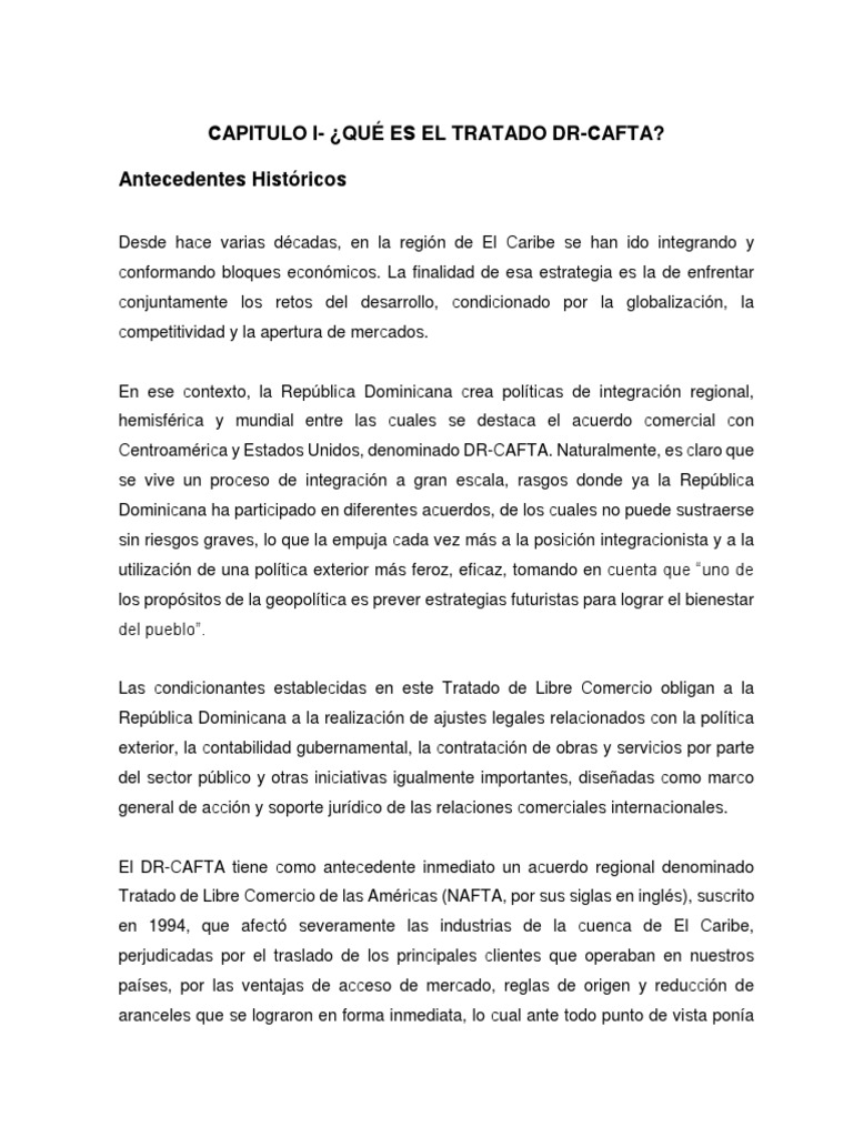 Revisión Del Tratado De Libre Comercio Entre La República Dominicana ...