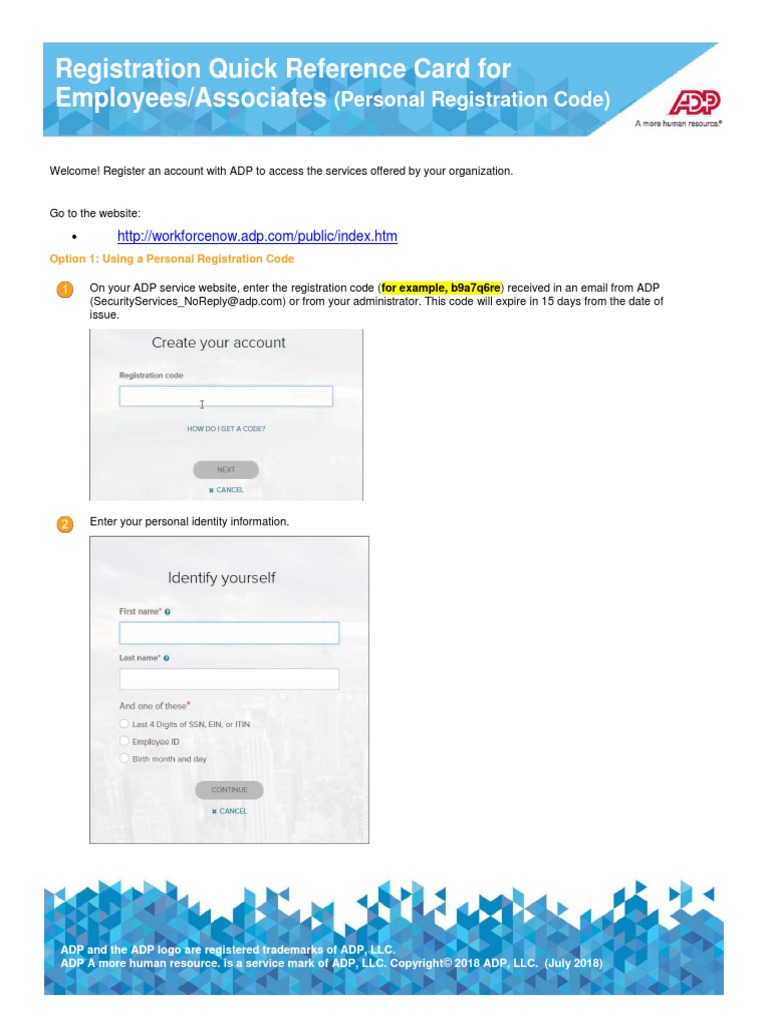 Registration Quick Reference Card For Employees/Associates | PDF ...