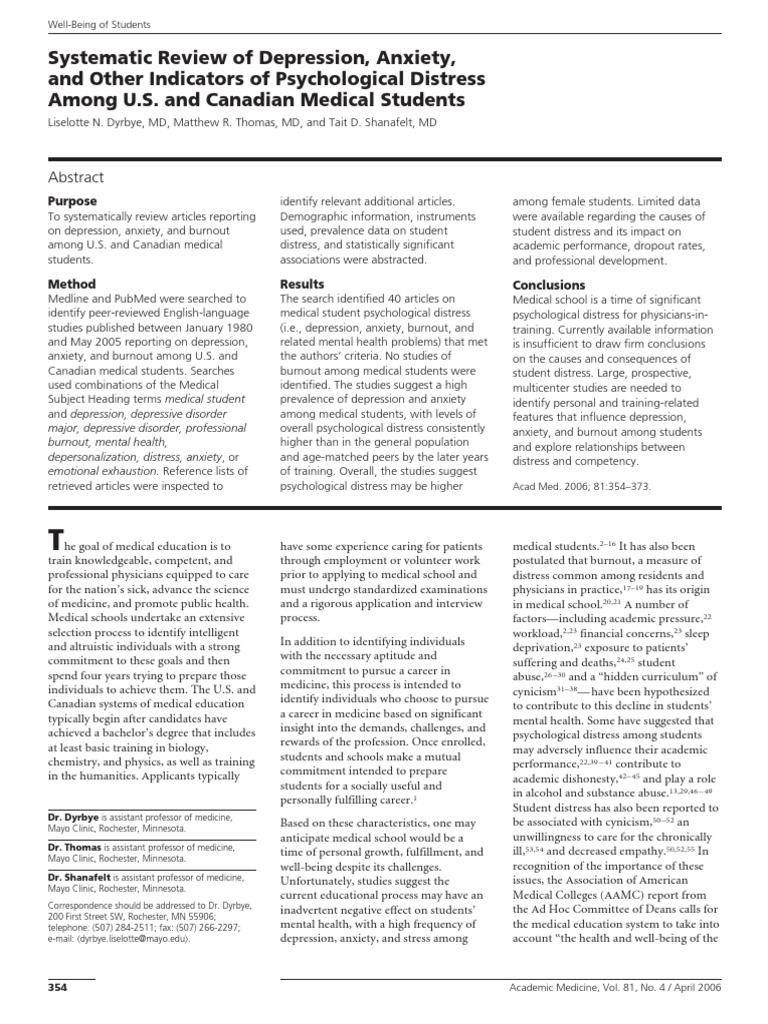 Systematic Review of Depression, Anxiety, and Other Indicators of ...