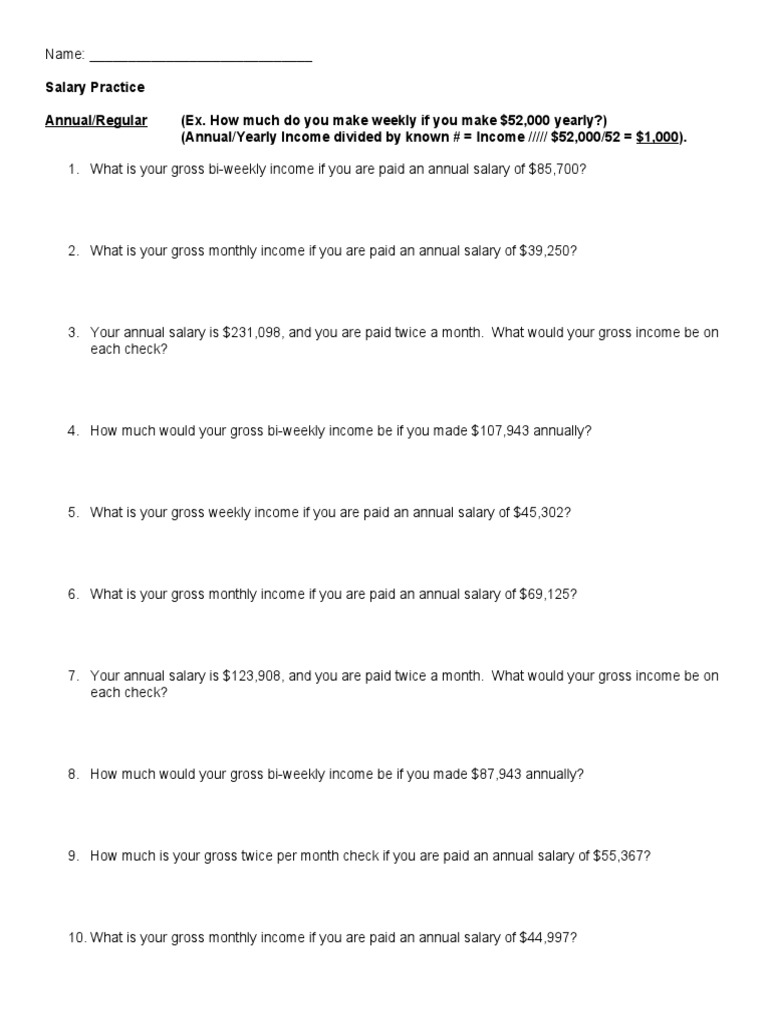 Salary Practice | PDF | Overtime | Salary