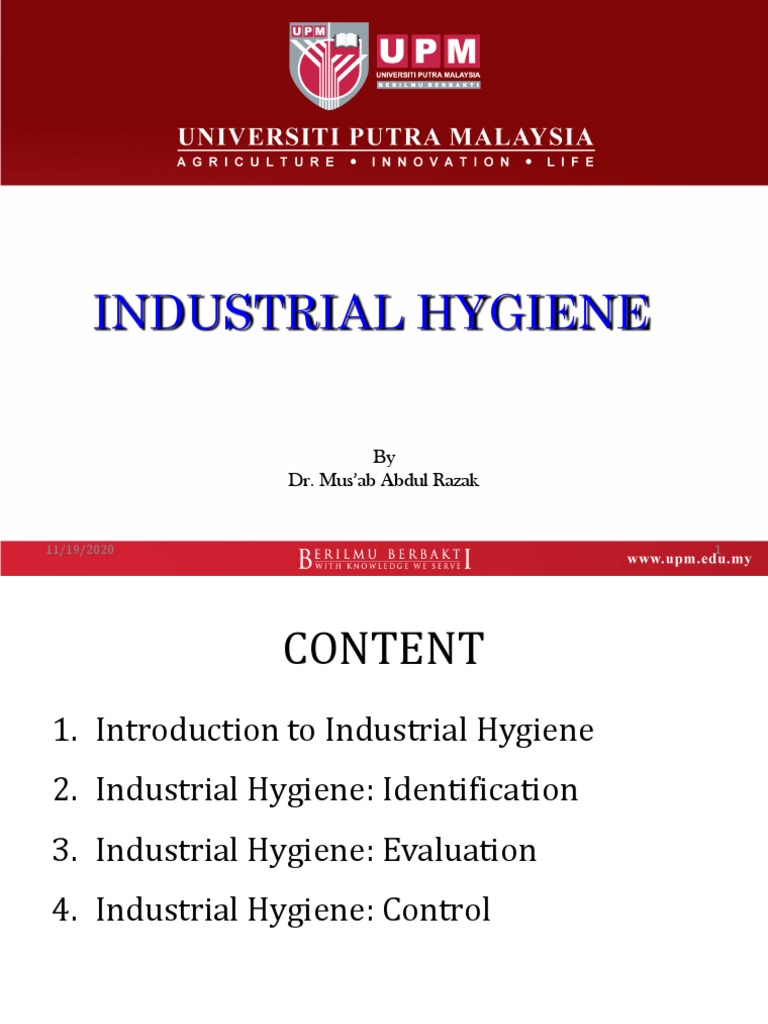 Lecture 5 - Industrial Hygiene | PDF | Occupational Hygiene | Workplace