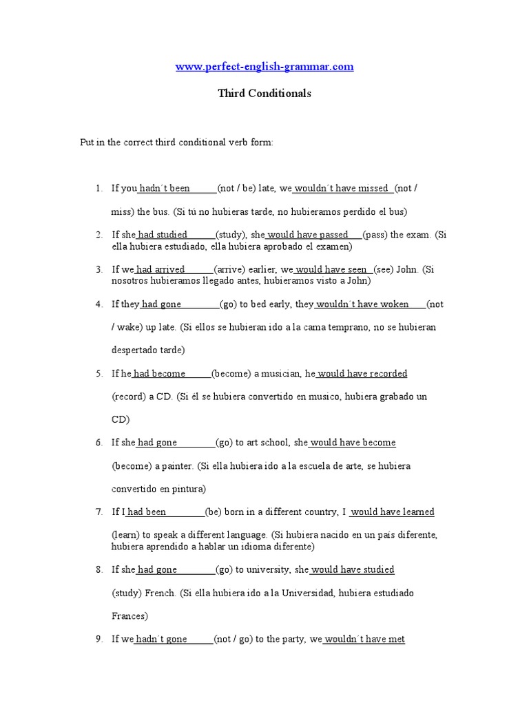 Third Conditional Form | PDF