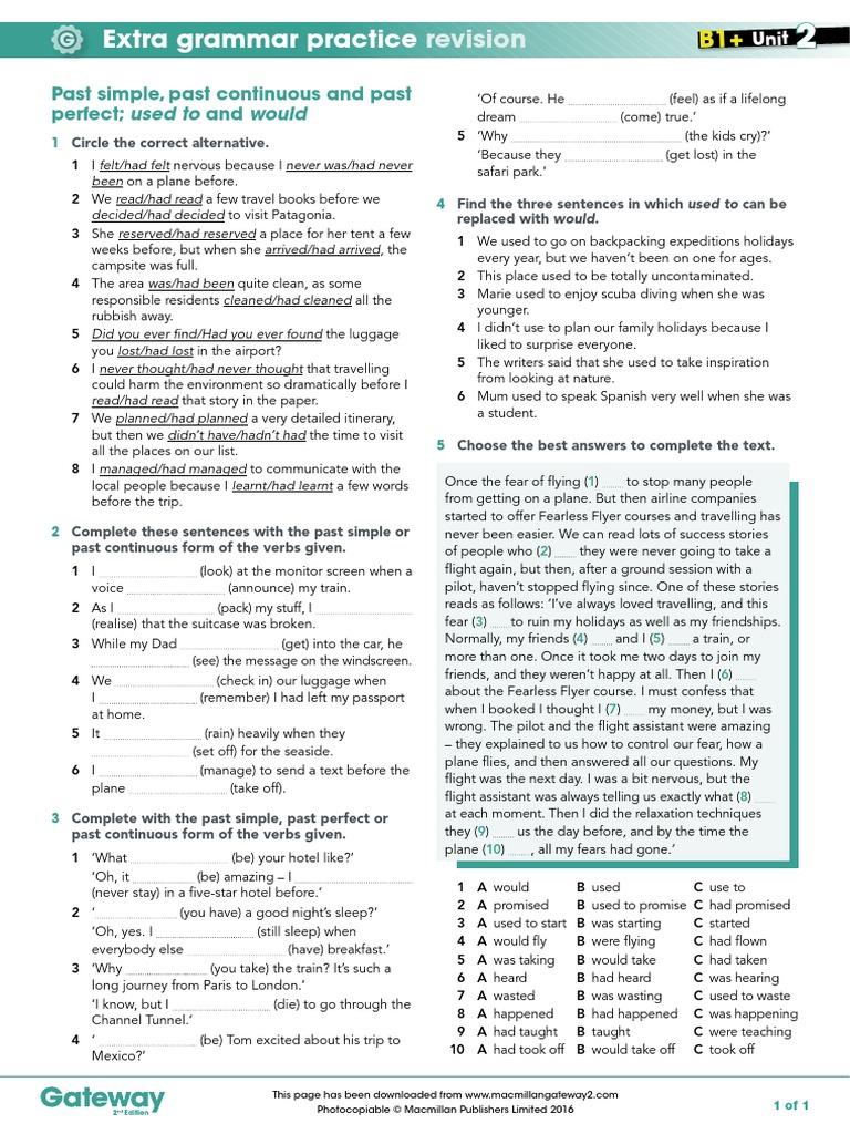 2.1 B1+ UNIT 2 Extra Grammar Practice Revision | PDF