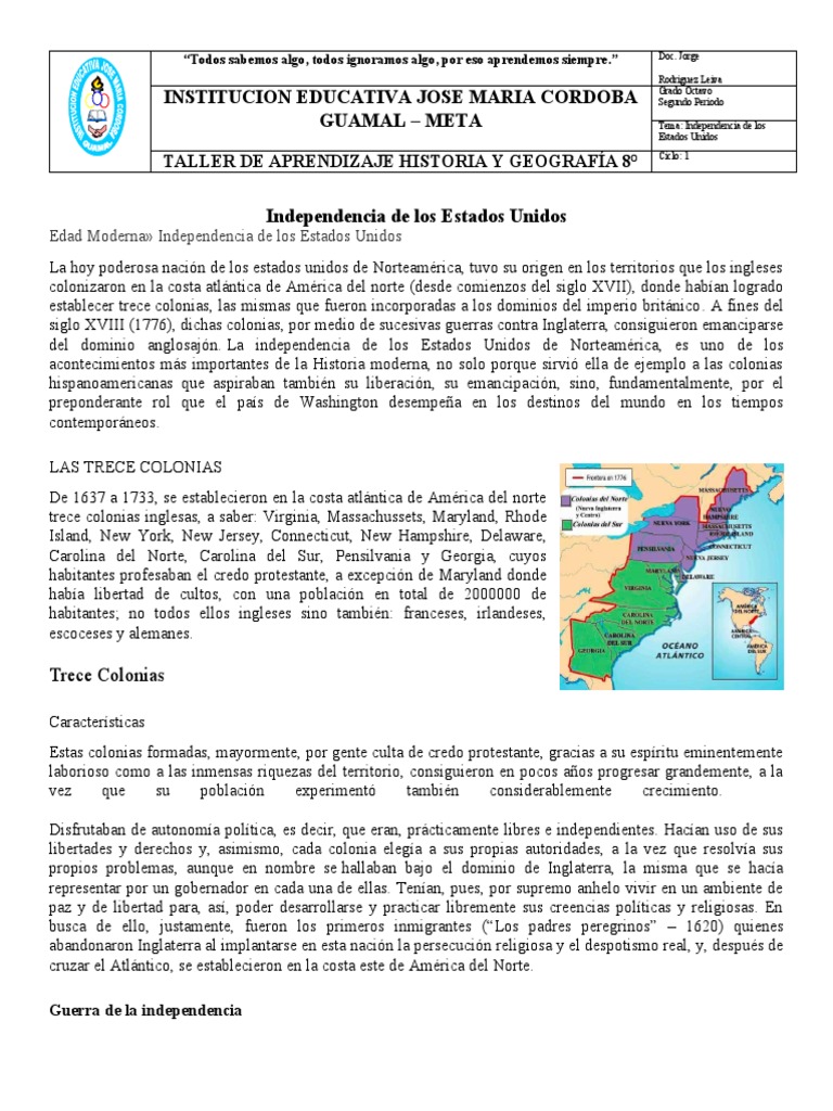 2P Taller 1 - La Independencia de Los Estados Unidos | PDF | George ...