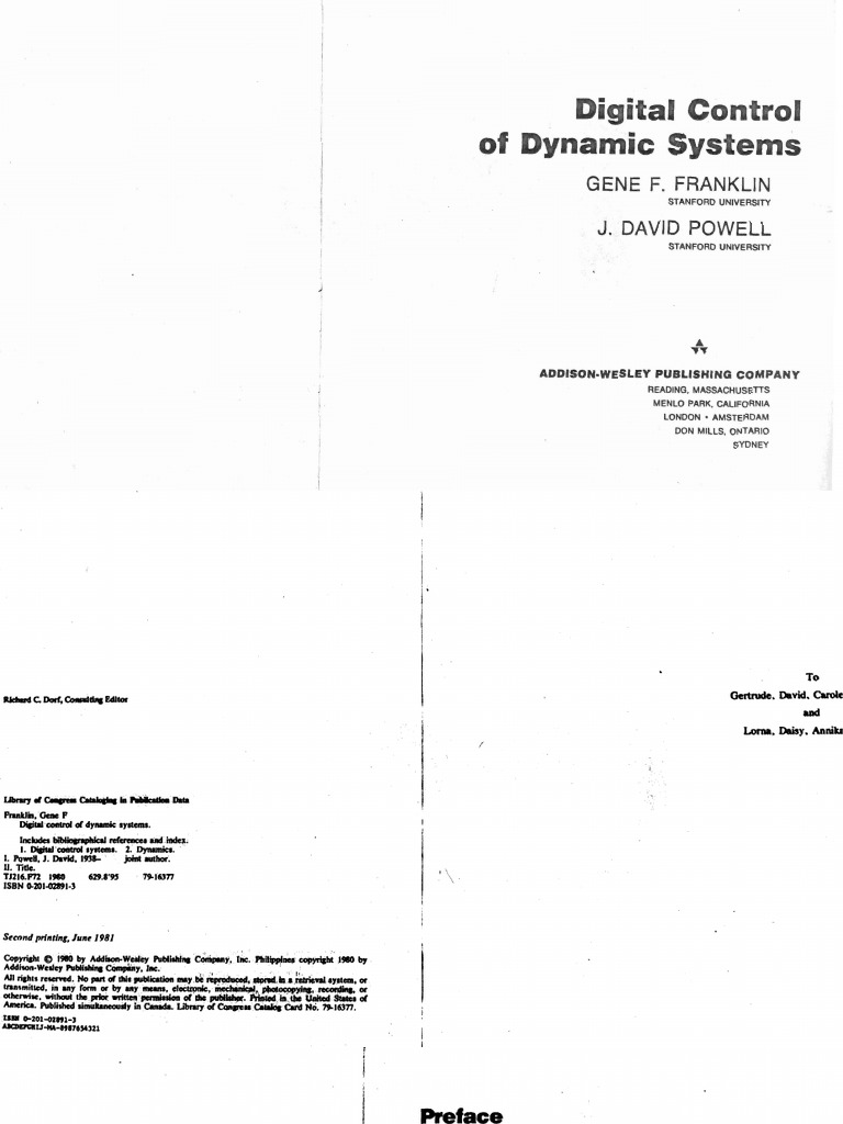 Digital Control Dynamic Systems by - Franklin and Powell | PDF | Analog ...