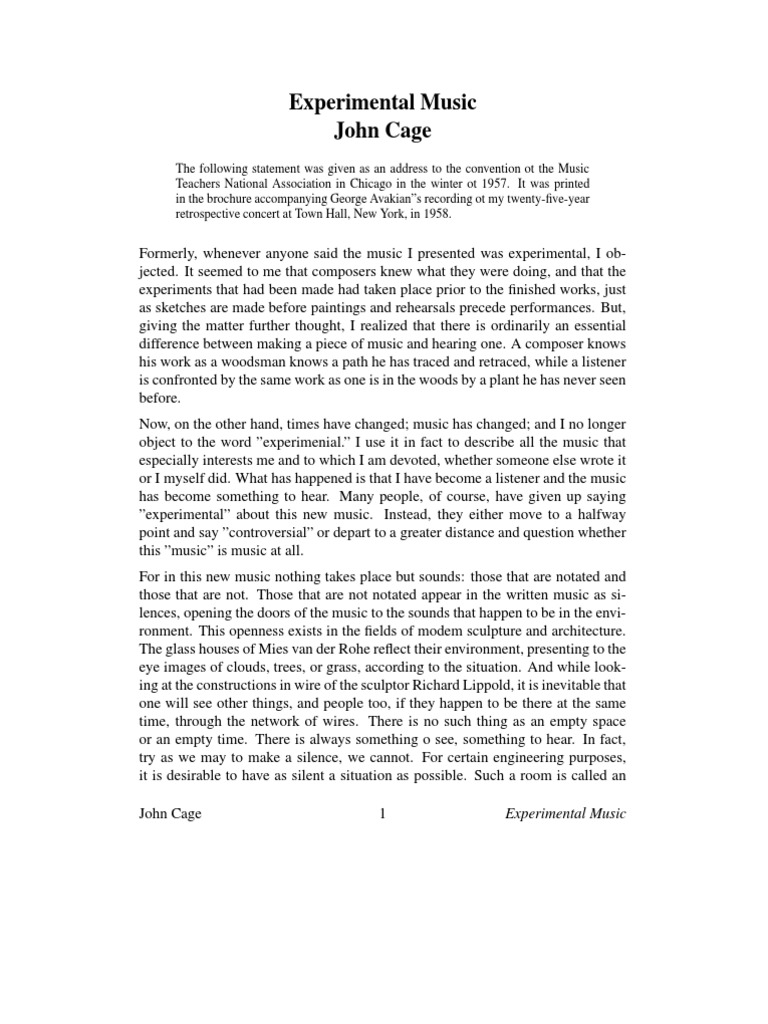 Understanding Experimental Music | PDF