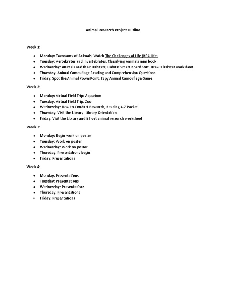 Animal Research Project Outline | PDF