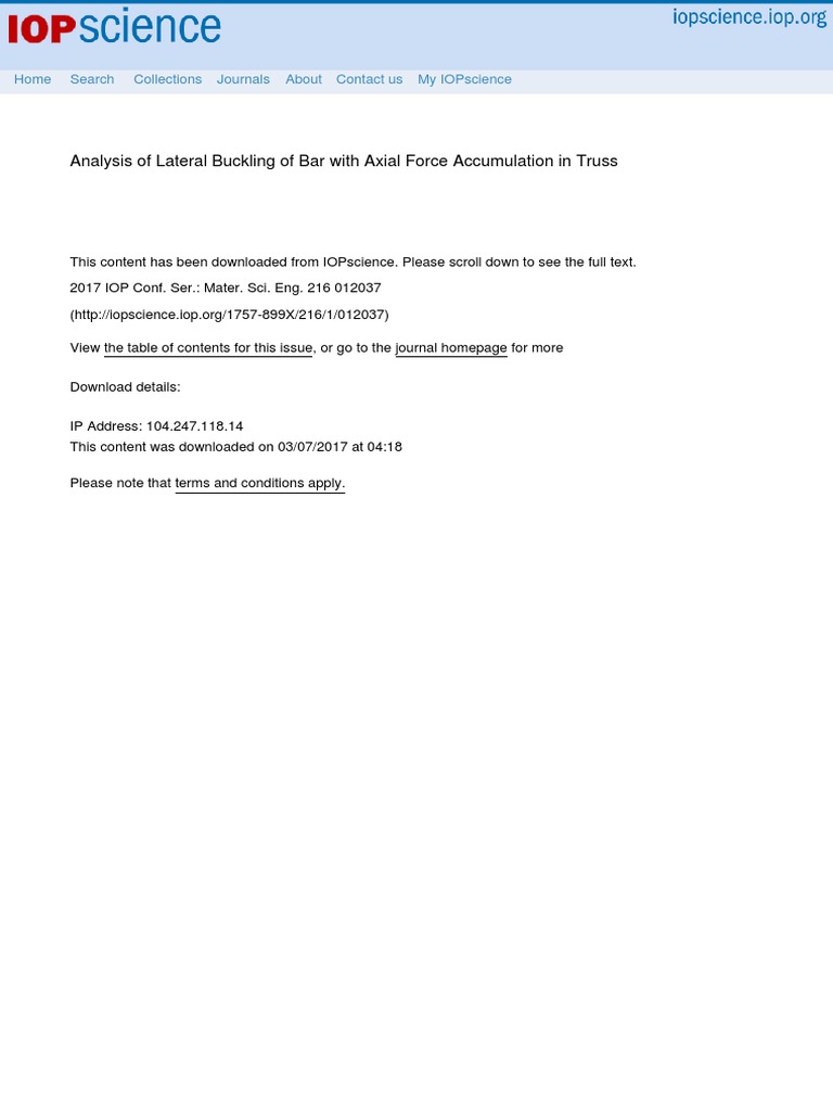 Analysis of Lateral Buckling of Bar With Axial For | PDF | Buckling | Truss