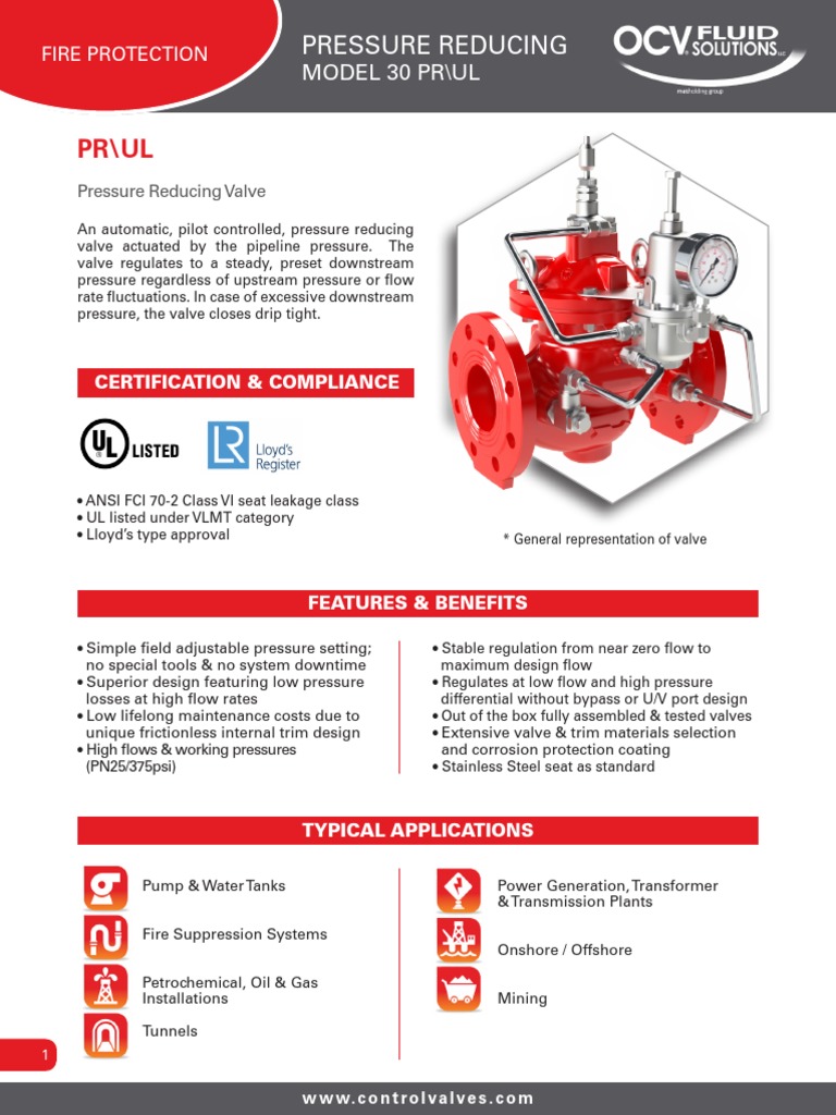 PR/ UL: Pressure Reducing | PDF | Valve | Mechanical Engineering