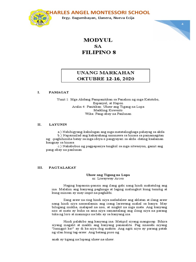 Aralin 4 Module Grade 8 | PDF