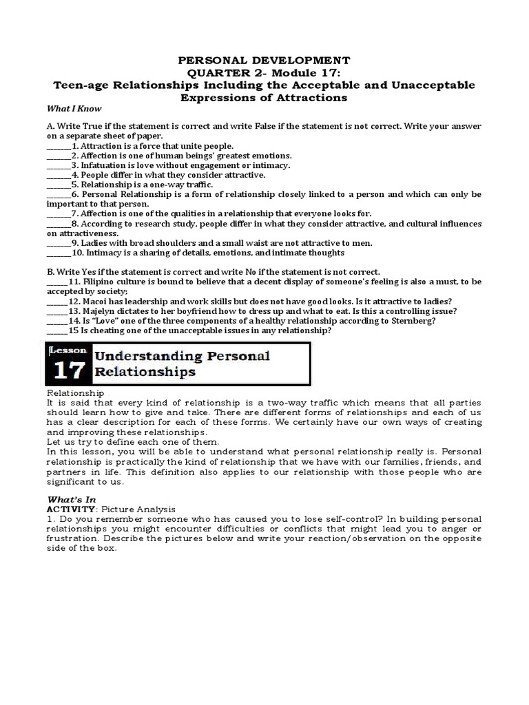 Teen Relationships & Attraction | PDF | Intimate Relationships ...