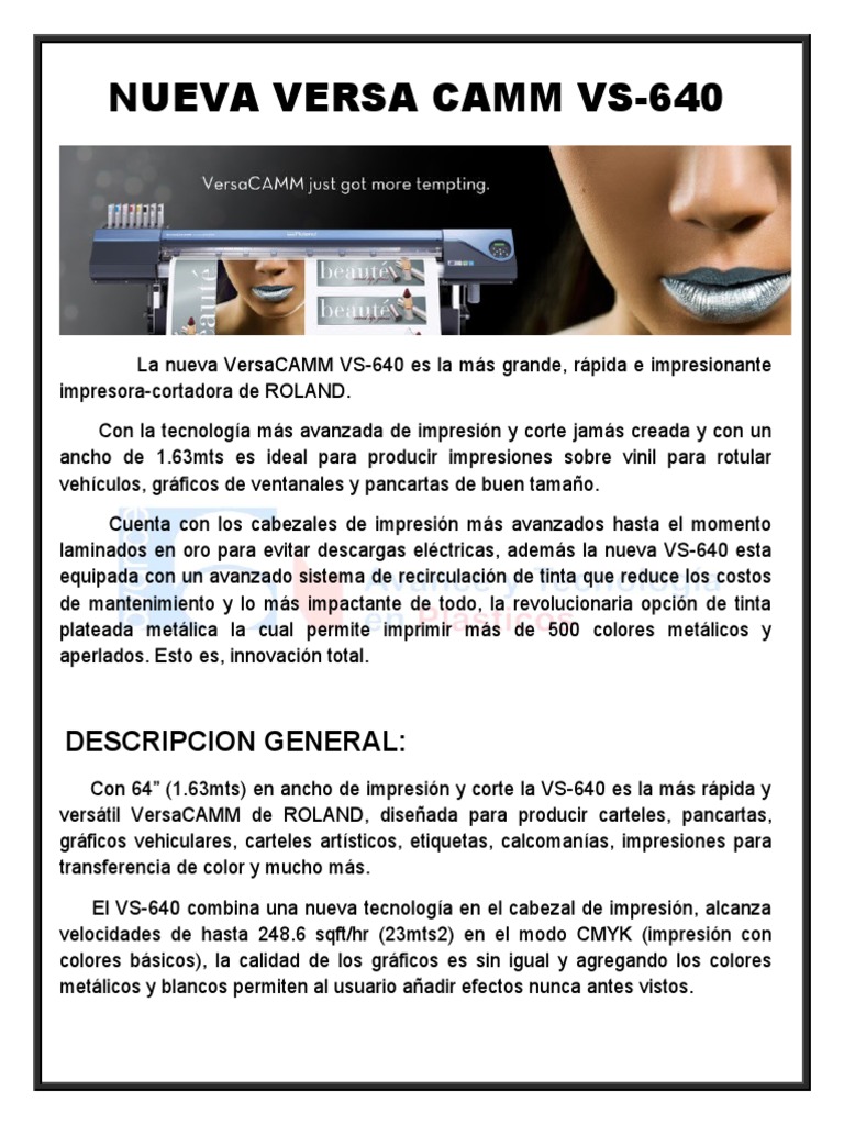 VERSACAMM VS 640 Base Maestra 220310 | PDF | Impresora (Computación ...