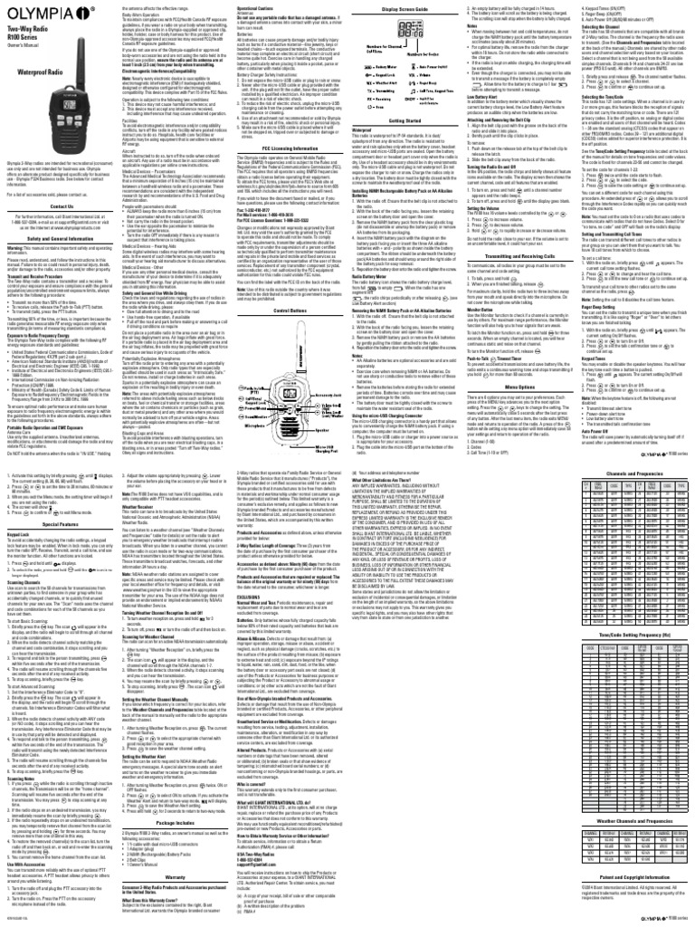 R100 Manual | PDF | Transmitter | Radio