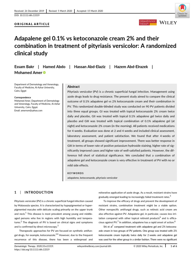 Adapalene N Ketoko in Pit Versicolor | PDF | Topical Medication | Therapy