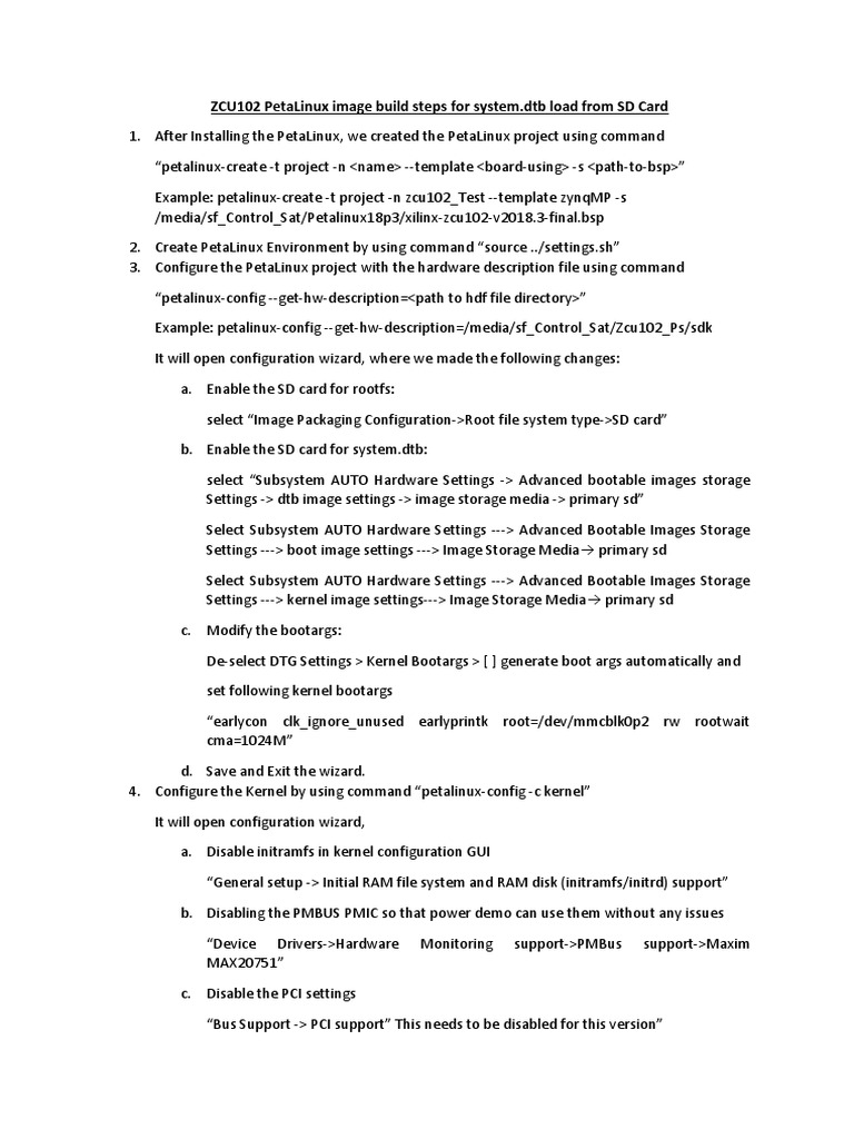 ZCU102 PetaLinux Image Build Steps | PDF | Booting | Computer Architecture
