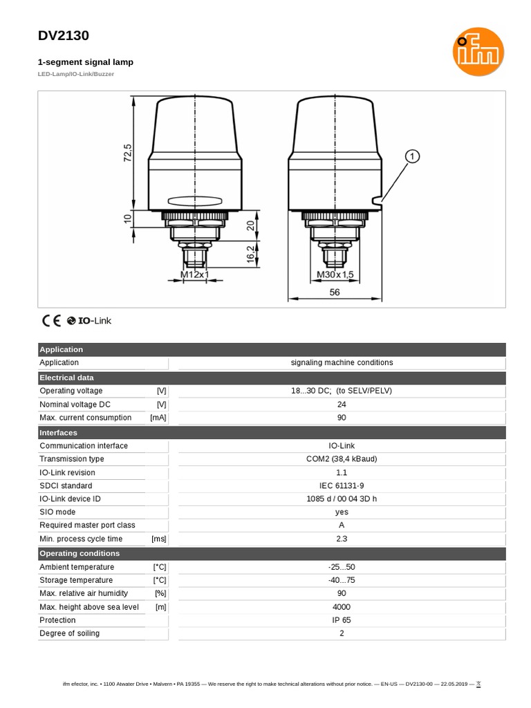 1-Segment Signal Lamp: LED-Lamp/IO-Link/Buzzer | PDF | Electrical ...