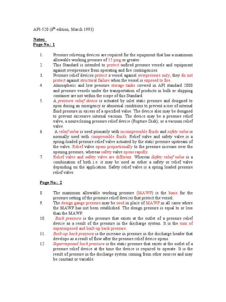 API-520 (Key Notes) | PDF