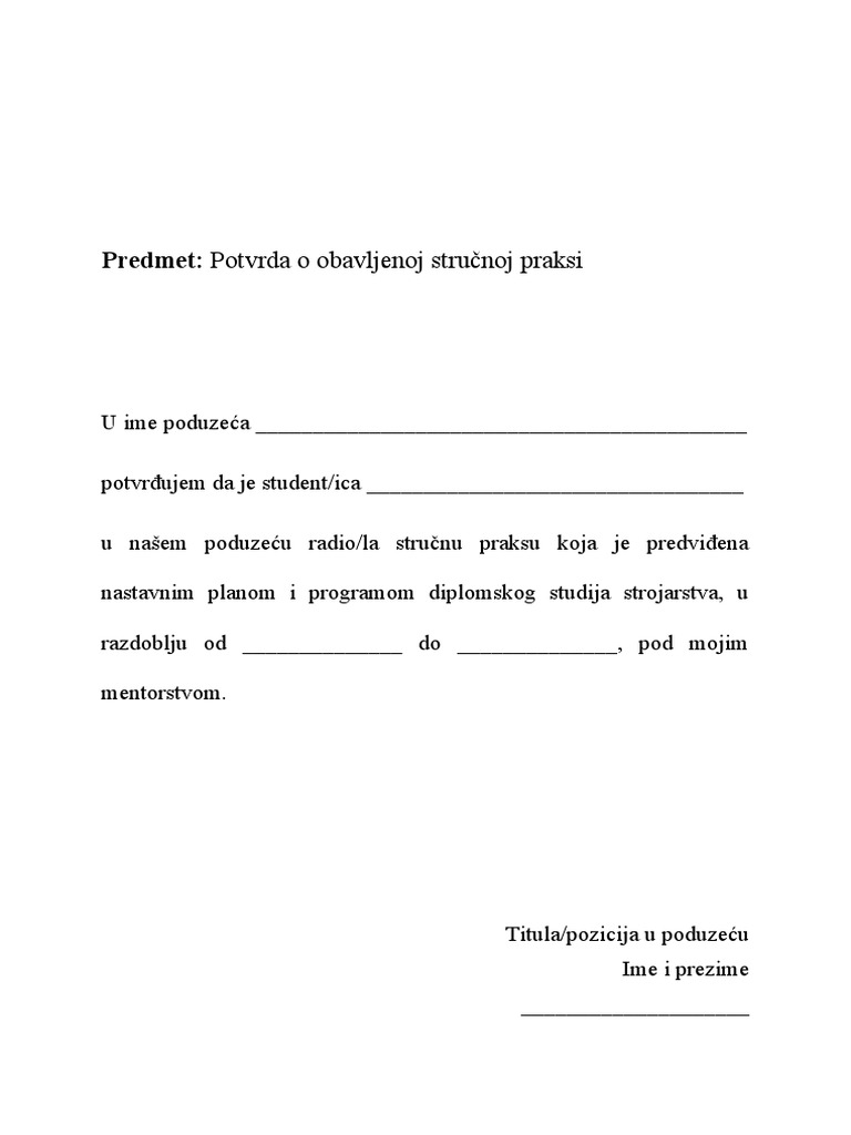 Potvrda o Praksi | PDF