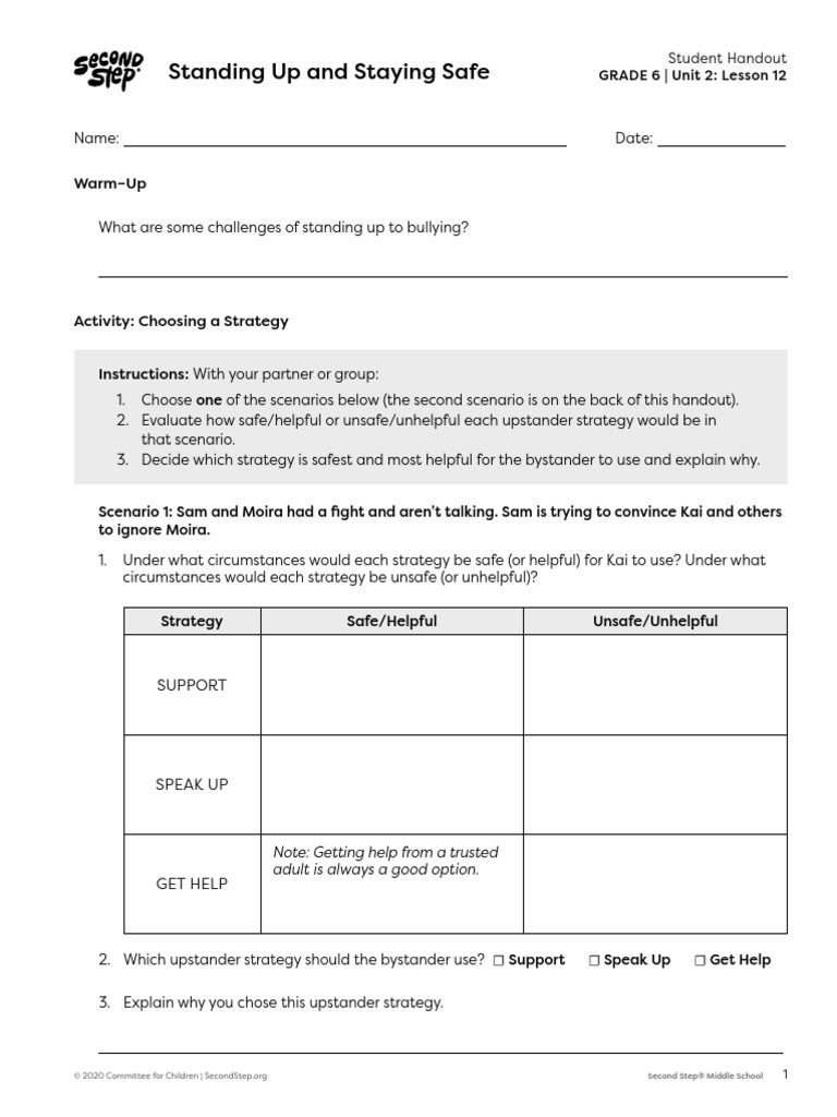 Unit2 Lesson12 Second Step | PDF | Human Nature