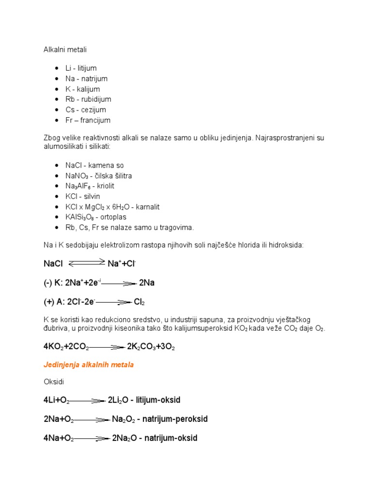 Alkalni Metali | PDF