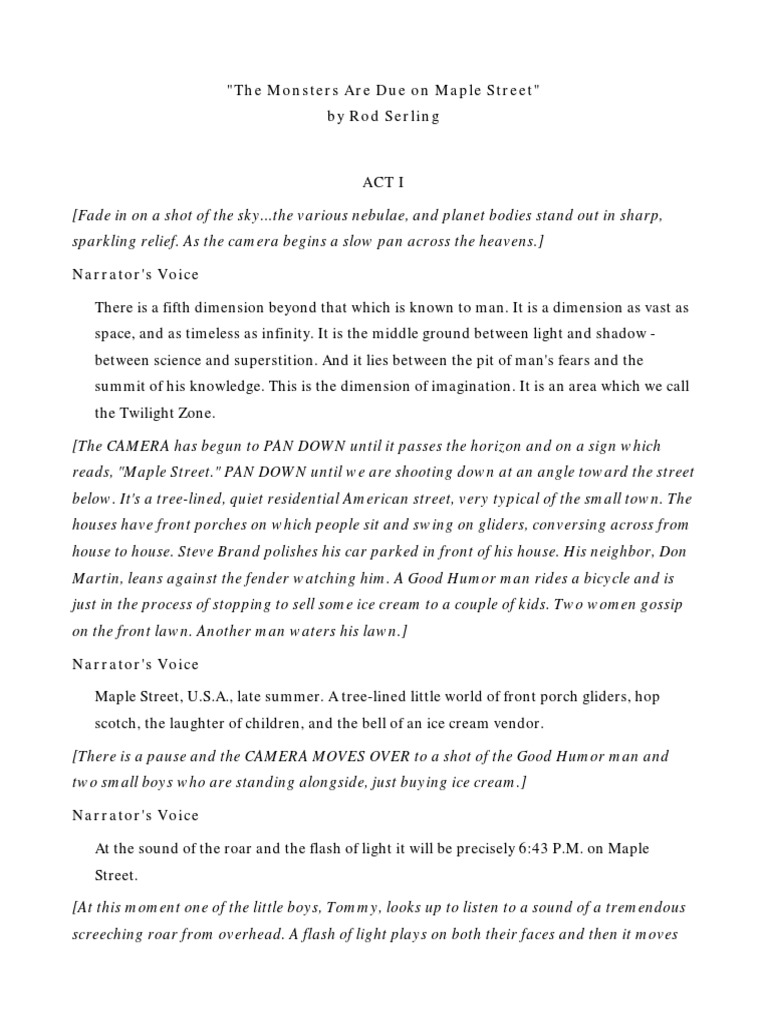 Monsters Are Due On Maple Street Script | PDF | Nature
