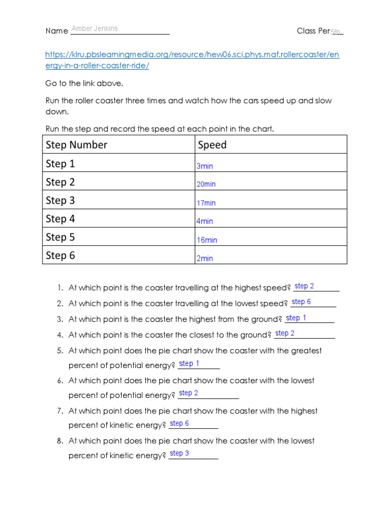 PBS Roller Coaster Activity | PDF | Kinetic Energy | Potential Energy
