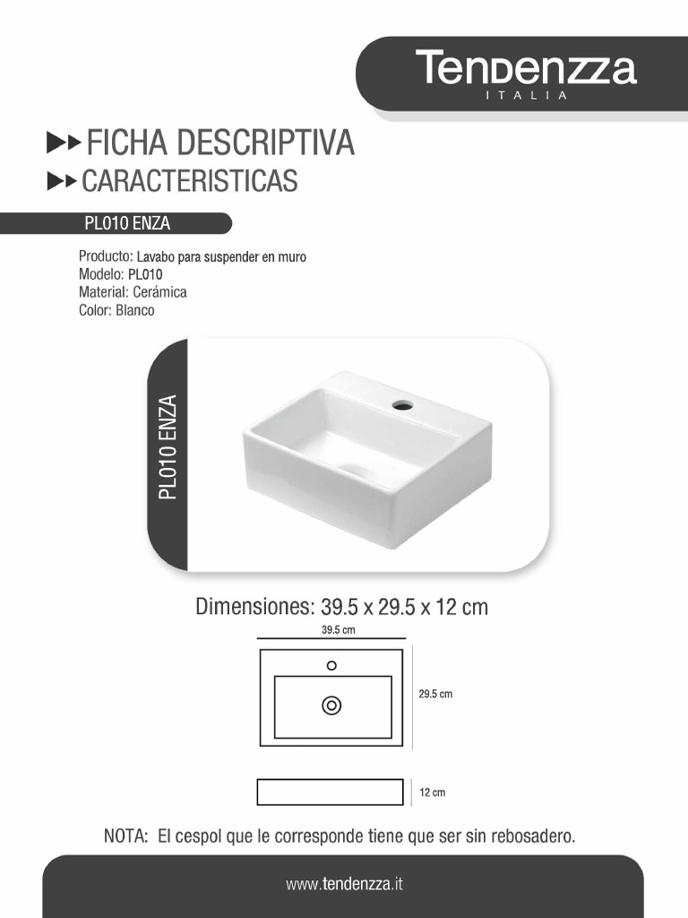 Lavabo Tendenzza | PDF