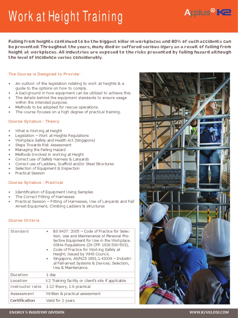 Applus+K2 - Training - Work at Height | PDF