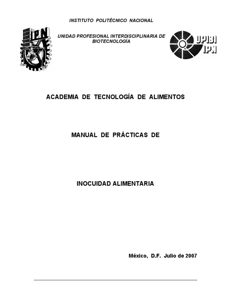 Portada Manual de Inocuidad Alimentaria | PDF | Microbiología | Las bacterias