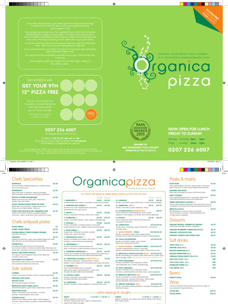 Organic Pizza Lovers' Deal | PDF | Pizza | Tomato Sauce