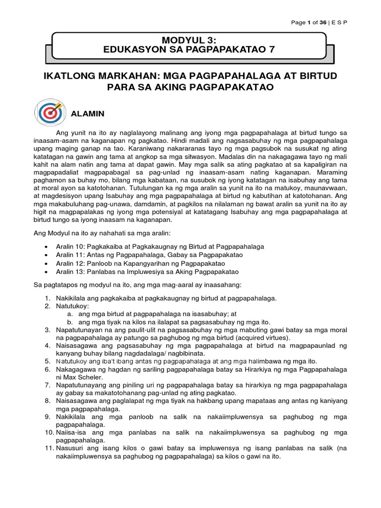 3rd Quarter ESP 7 | PDF