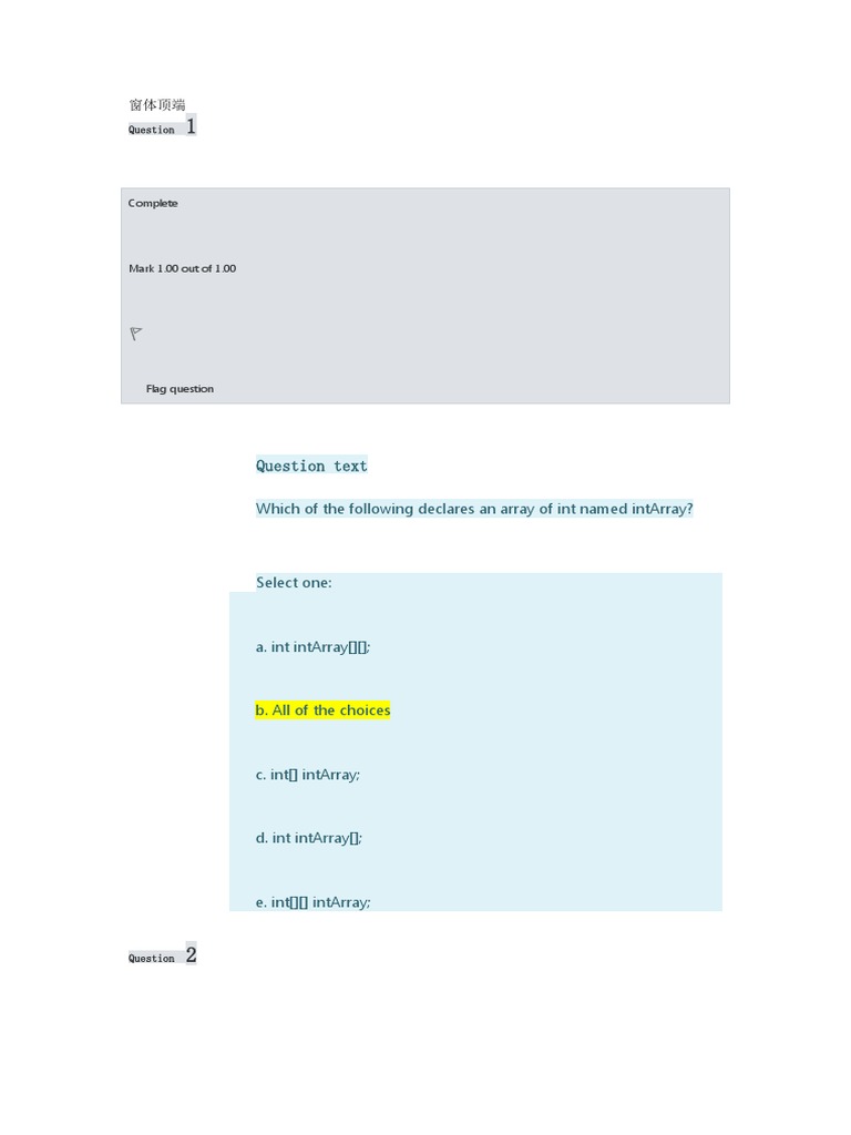 Comprog Pre Finals Quiz 1 And 2 Pdf Array Data Structure Programming Paradigms