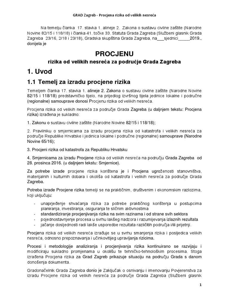 Procjena Rizika Od Velikih Nesreca Za Podrucje Grada Zagreba | PDF