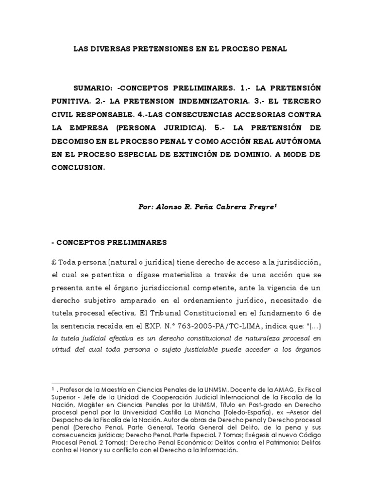 Pretensiones en el Proceso Penal | PDF | Derecho penal | Ley procesal