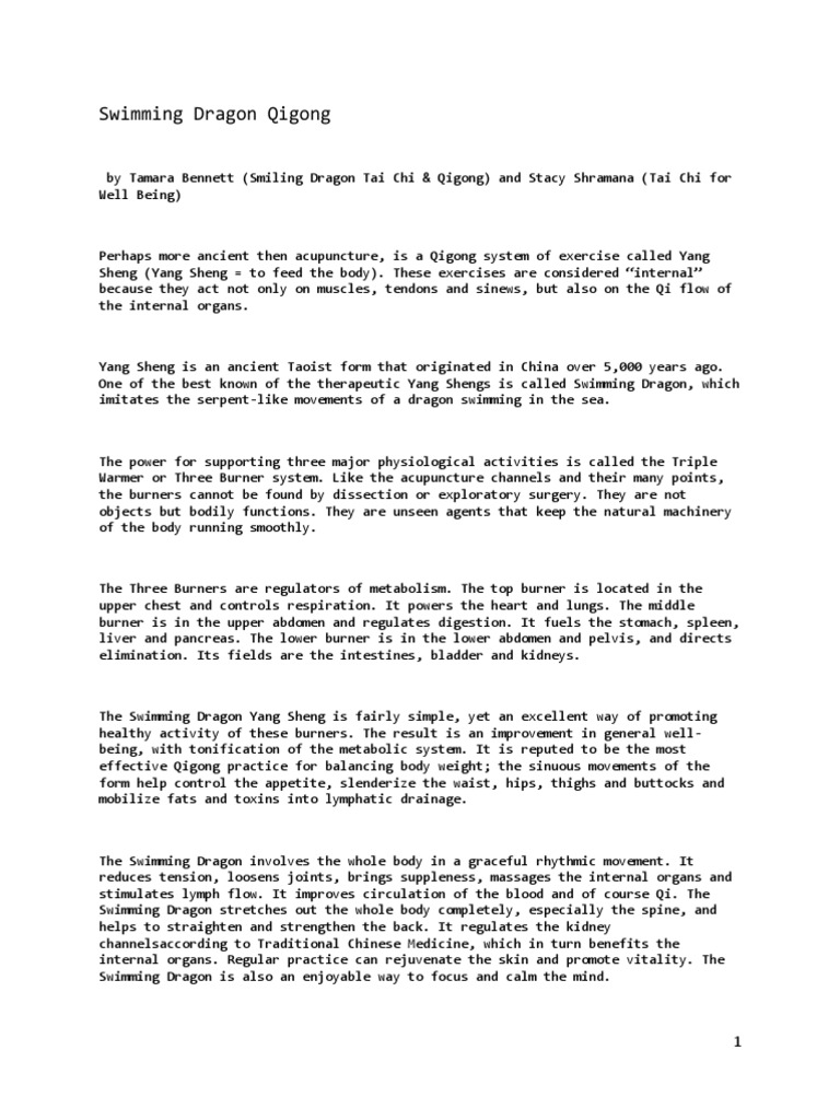 Swim Dragon | PDF | Qi | Qigong