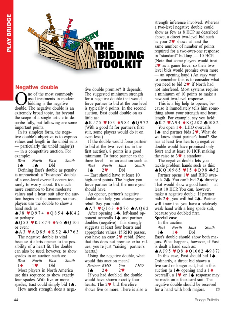 Negative Double | Download Free PDF | Contract Bridge | Leisure