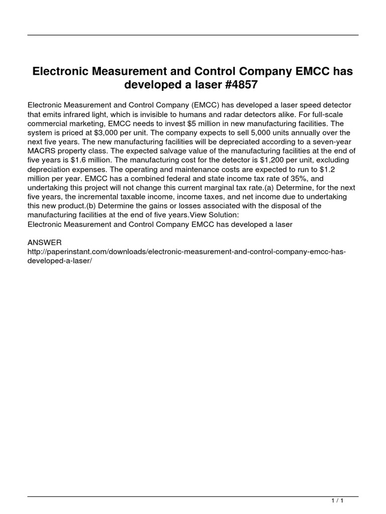 Electronic Measurement and Control Company Emcc Has Developed A Laser | PDF