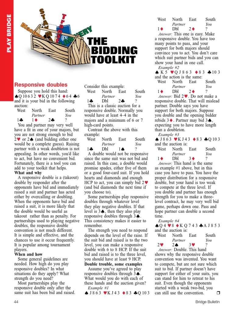 Responsive Doubles: Partner You Answer: This One Is Easy. Make | PDF ...