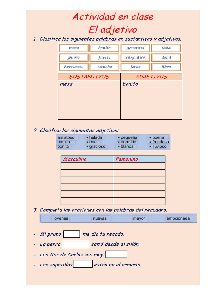 Genero y Numero Del Adjetivo | PDF