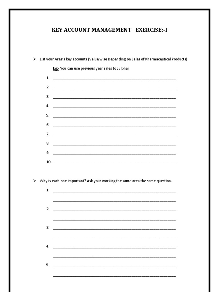 Key Account Management Exercise Guide | PDF