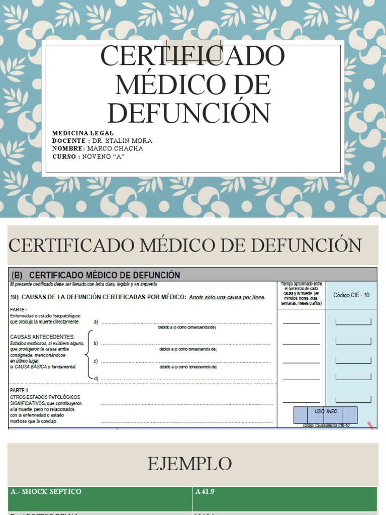CERTIFICADO MÉDICO DE DEFUNCIÓN | PDF