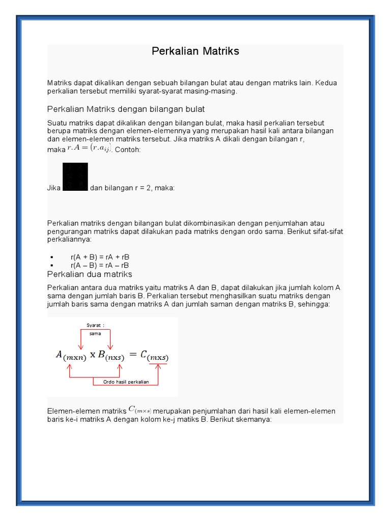 Syarat dan Konsep Perkalian Matriks | PDF | Metode & Bahan Ajar