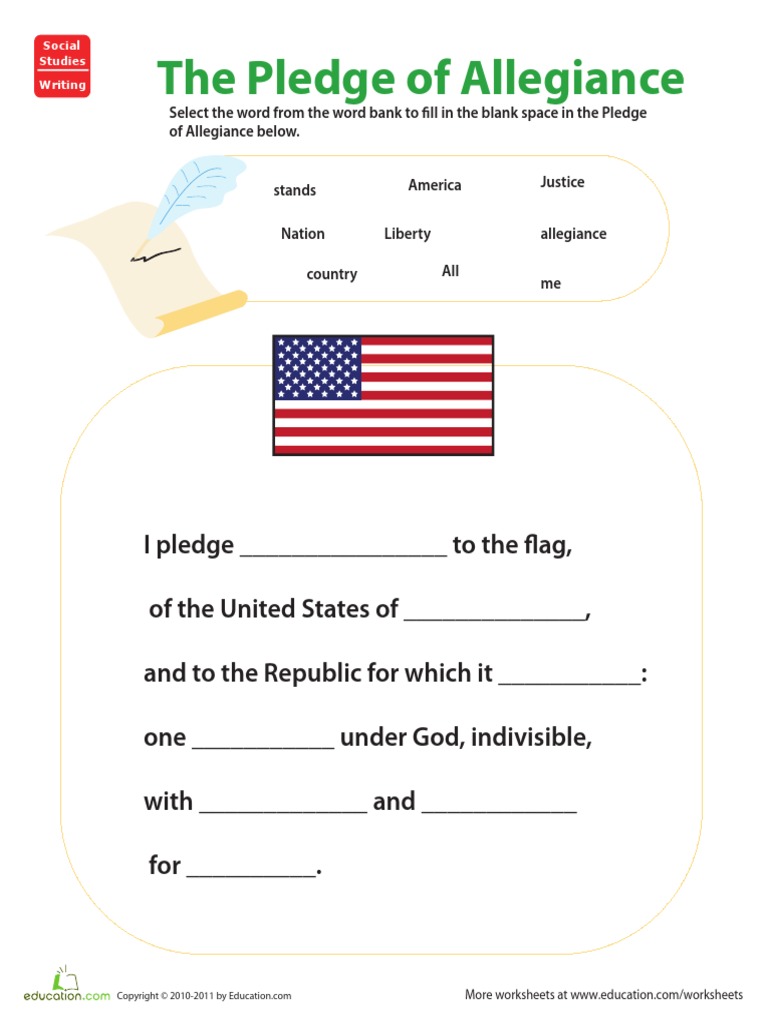Pledge of Allegiance Worksheet | PDF