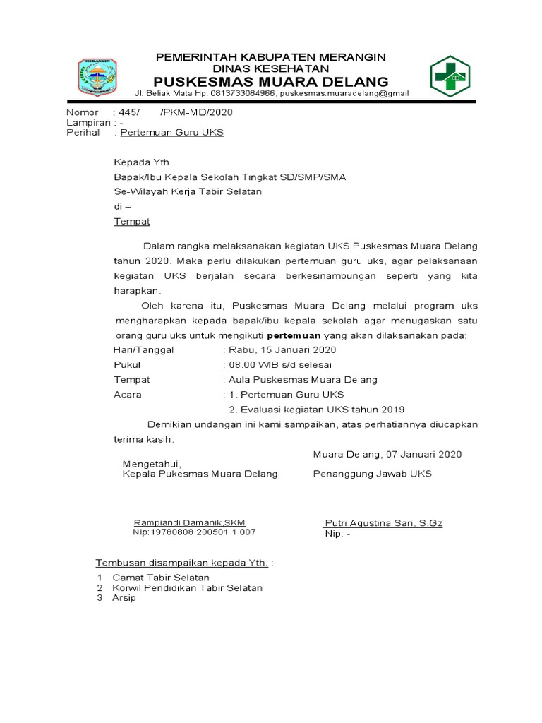 Surat Undangan Pertemuan Guru Uks Pdf